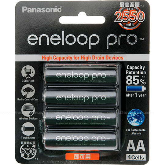 Panasonic Eneloop Pro 4x Aa Nimh 2450mah Pre Charged Rechargeable Batt